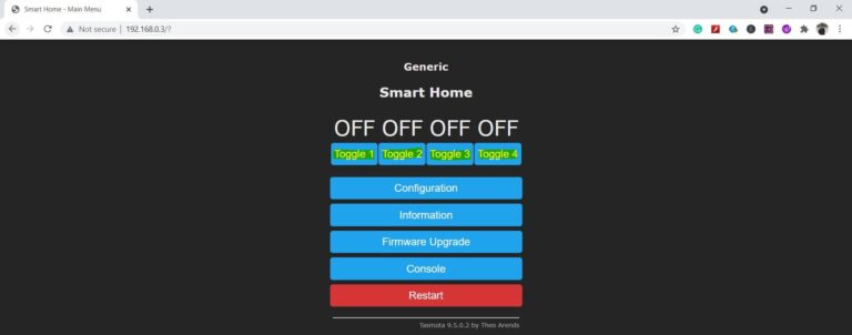 Tasmota NodeMCU ESP8266 Home Automation project in 2025