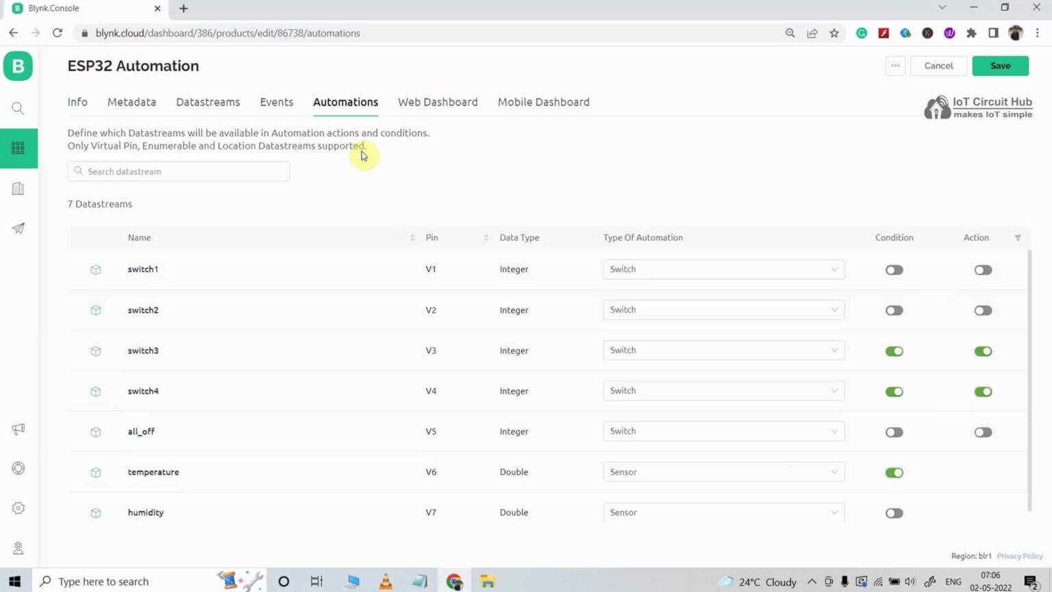Iot Project Using Esp32 With Blynk Automation 2025